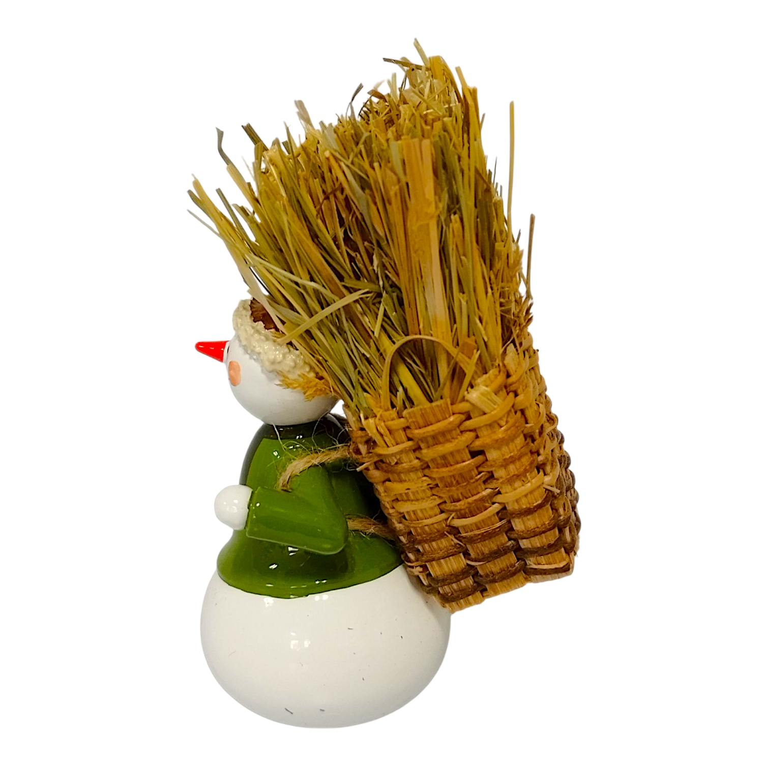Snowman with hay basket - Erzgebirgskunst-Shop