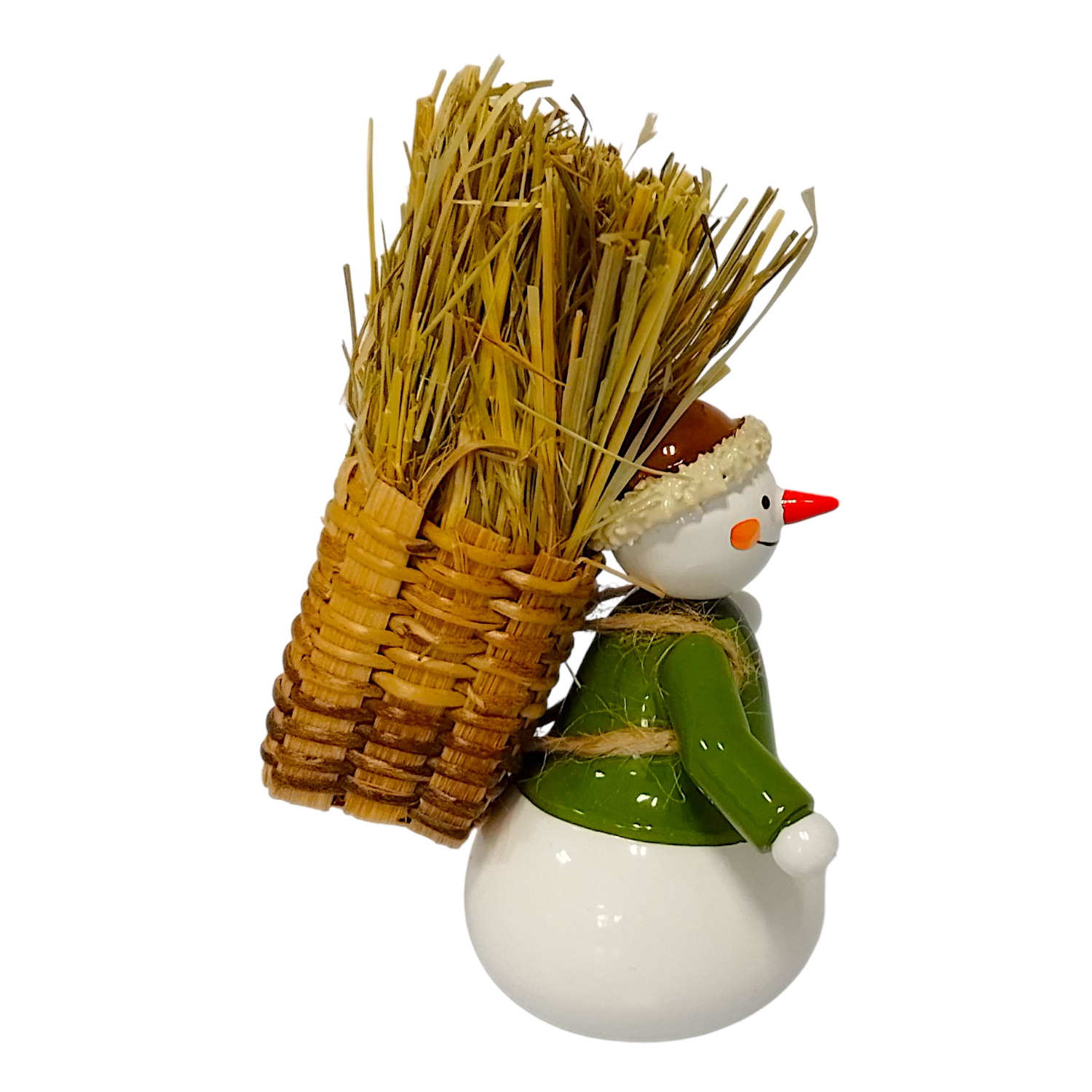 Snowman with hay basket - Erzgebirgskunst-Shop