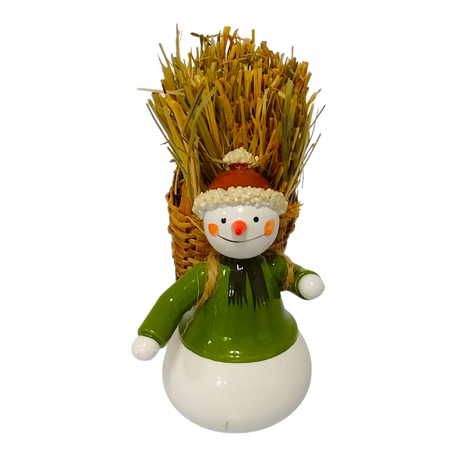 Snowman with hay basket - Erzgebirgskunst-Shop